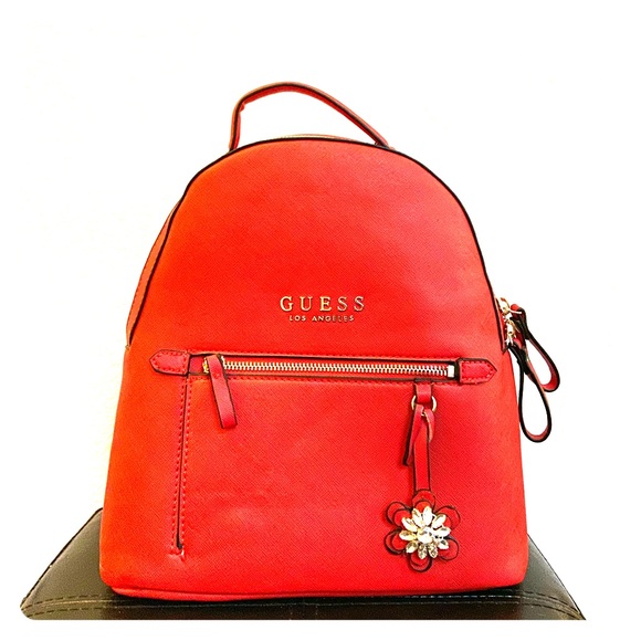 Guess | Bags | Guess Factory Red Monty Logo Backpack New | Poshmark